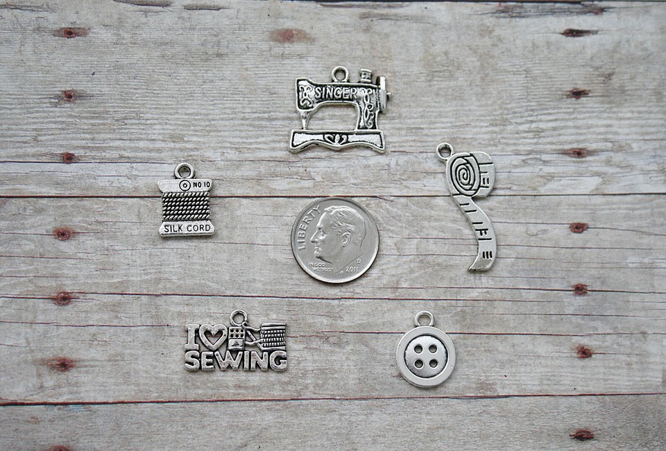 13pc or 5pc Sewing/Seamstress Charm Set Lot Collection/ Machine,Thimble ...
