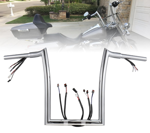 TIGERSGATE PRE-WIRED 14" Rise 1.25"Ape Hangers Handlebar & Cables/Lines ...