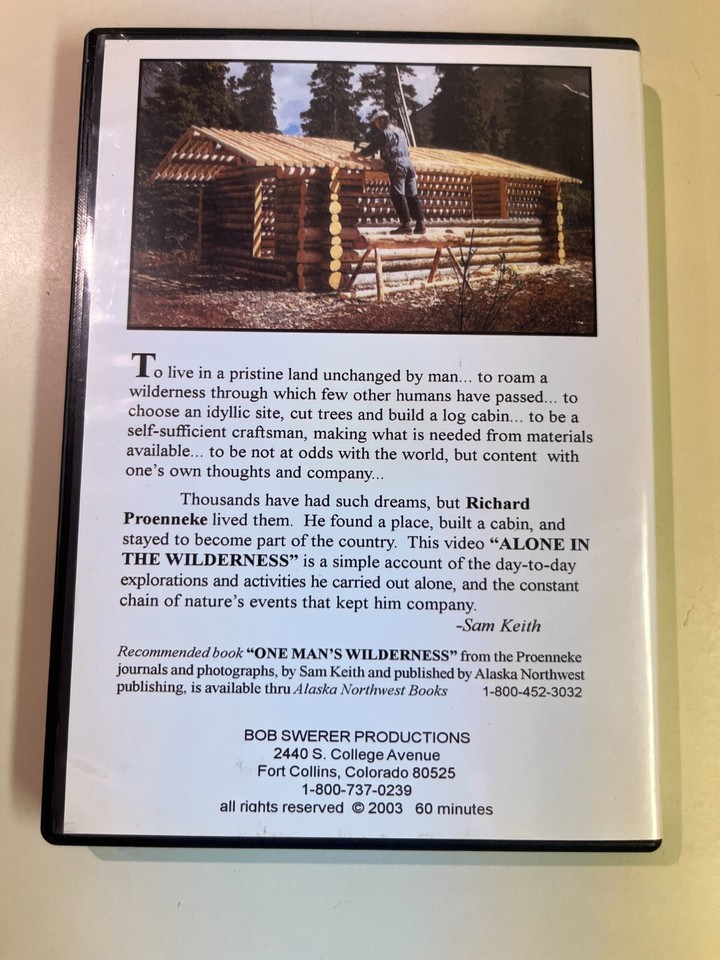 Alone In The Wilderness DVD, Richard Dick Pronneke, Alaska, Bob Swerer ...