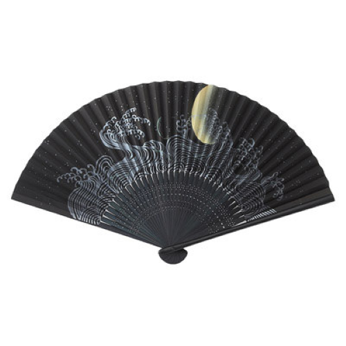 Japanese traditional Sensu, folding fan, Jumping Fish in the Moonlight ...