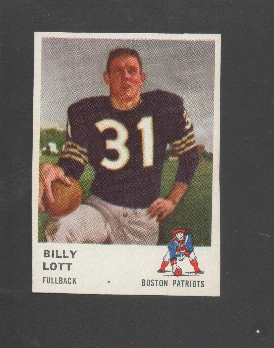 1961 Fleer Football Card #178 Billy Lott-Boston Patriots Near Mint Card ...