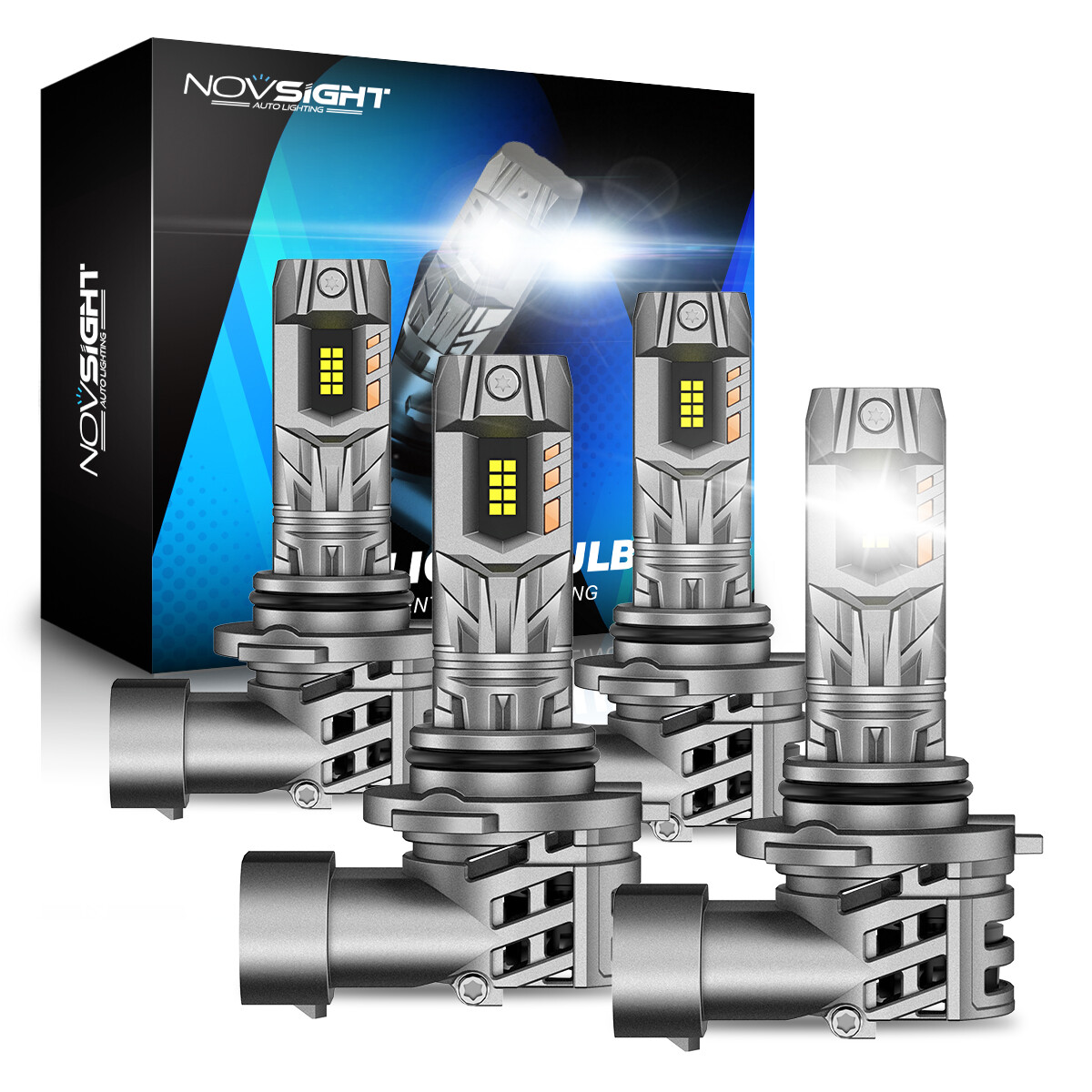 NOVSIGHT Combo 4 9005 + 9006 LED Headlight Kit Bulbs High Low Beam ...