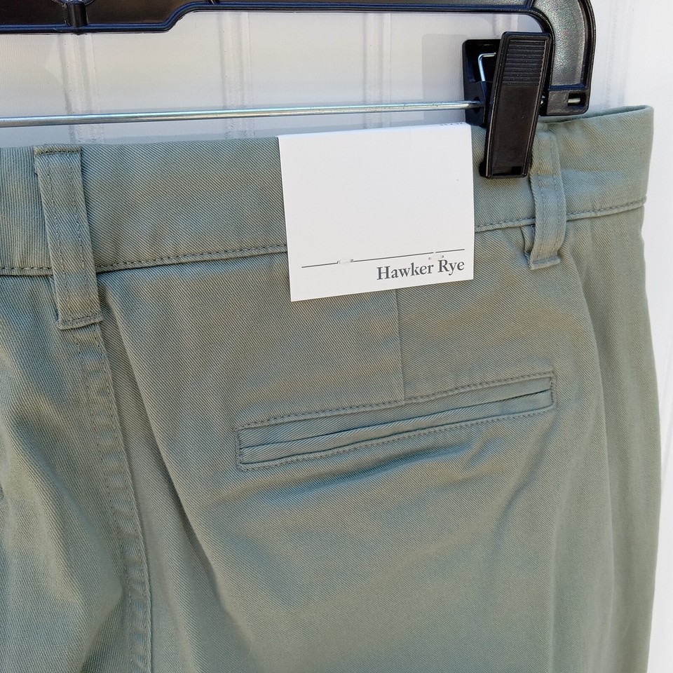 HAWKER RYE Khaki Pants Men's 31 x 32 Green Flat Front Relaxed Fit ...