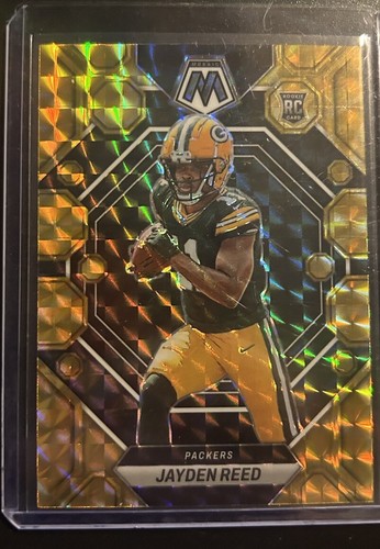 2023 Panini Mosaic Jayden Reed RC Yellow Reactive Mosaic Green Bay ...