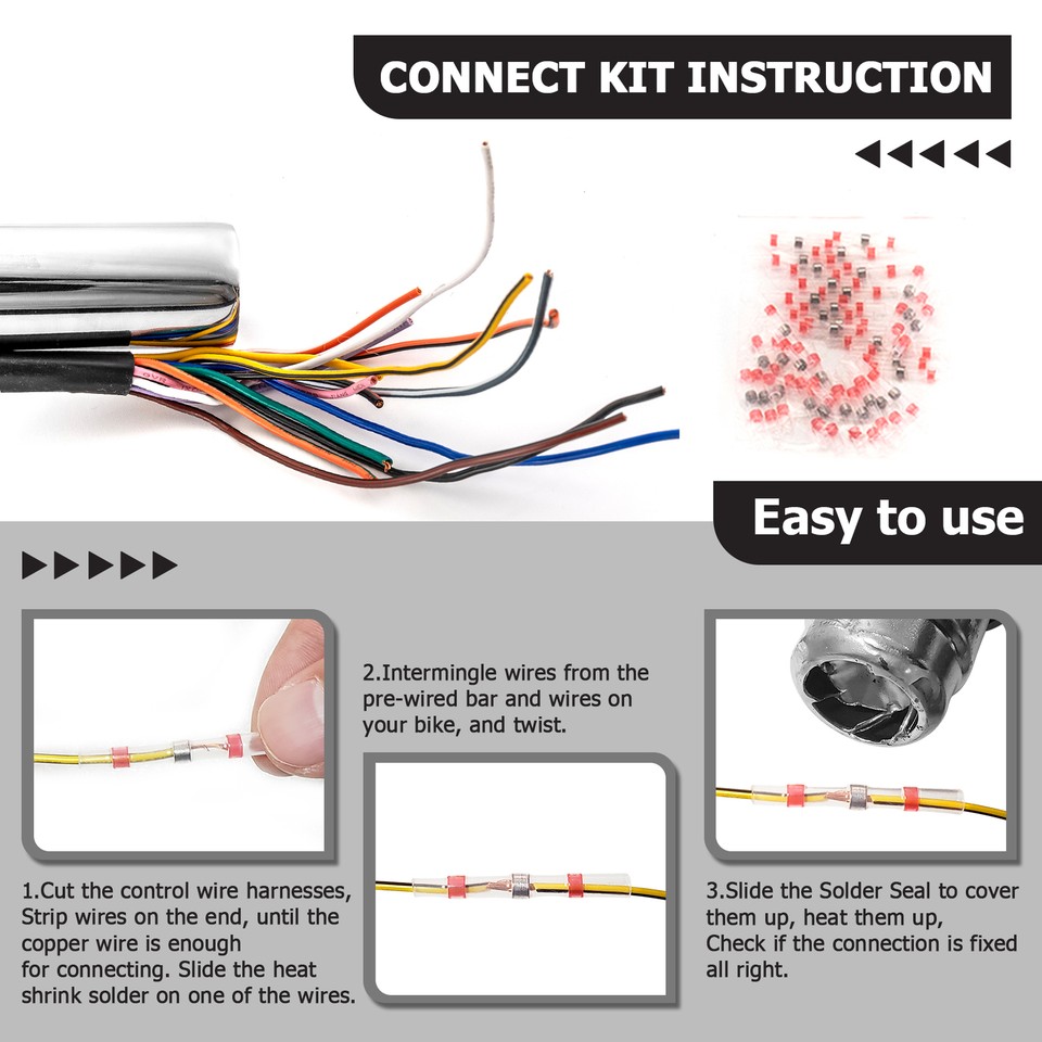 Pre-Wired 12" Rise Meat Hook Ape Hanger Handlebar For Harley Street ...