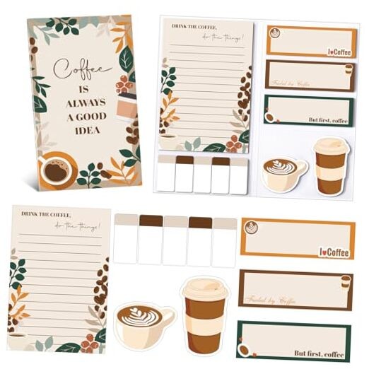 Coffee Themed Sticky Notes Set for Women Funny Self Sticky Notepads ...
