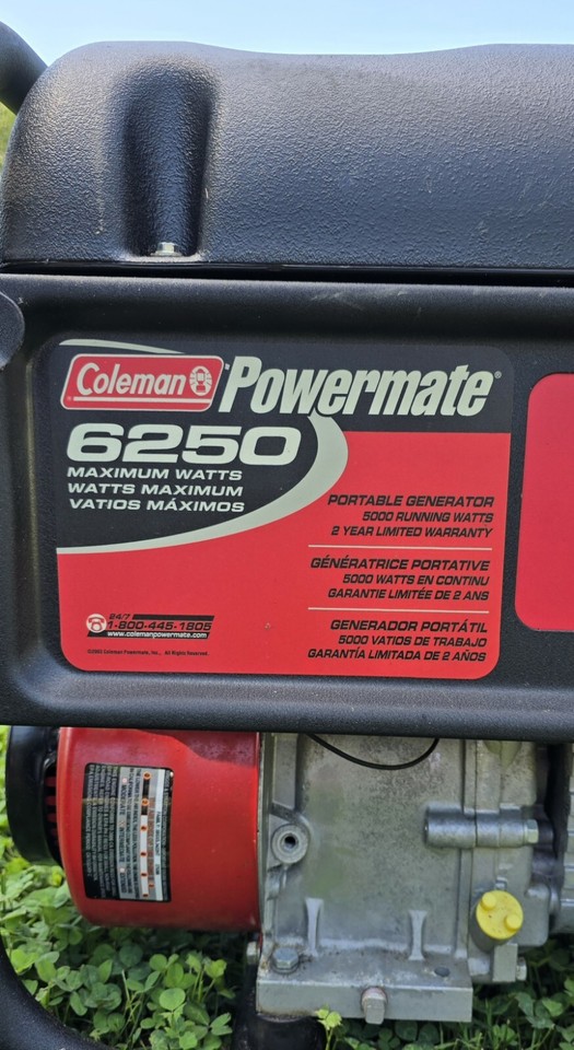 Coleman Powermate 6250 Portable Gas Generator, Lightly Used In Great ...