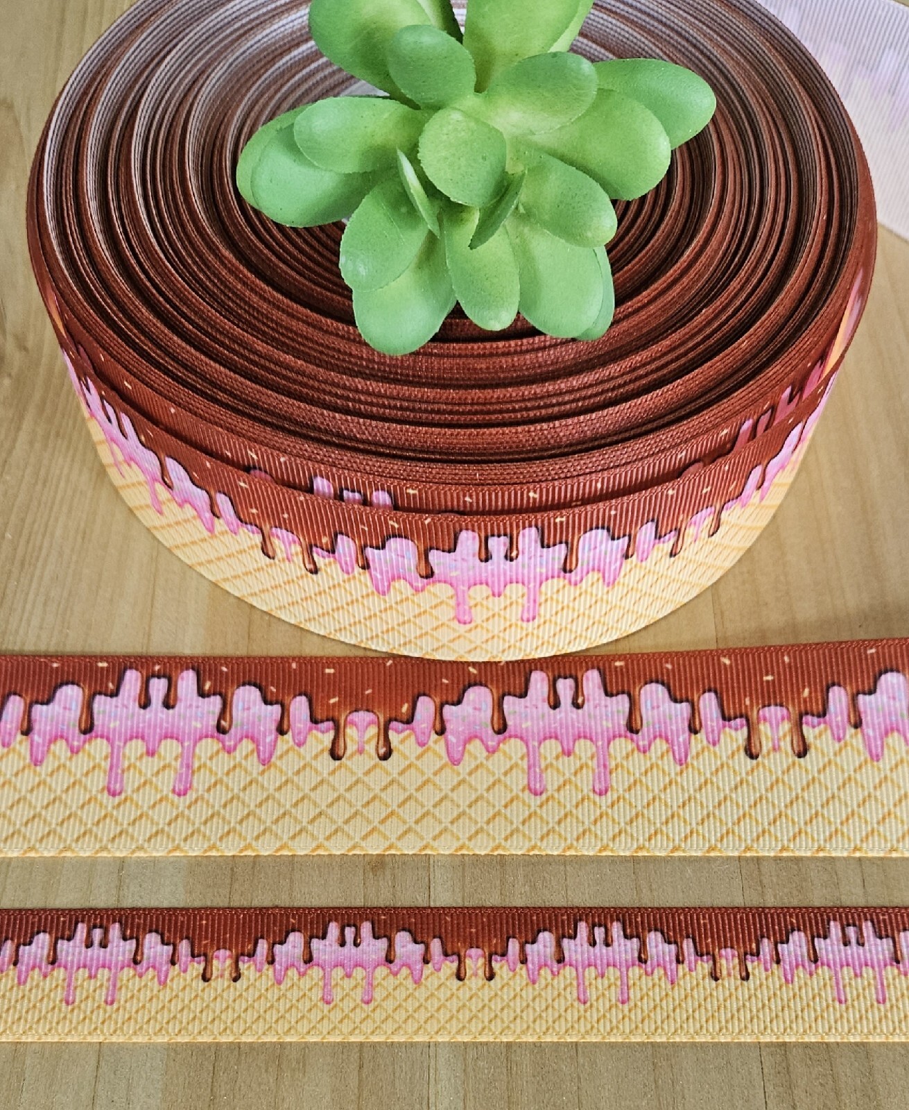 7/8 & 1.5" (1 YD) Ice Cream Cone Sprinkles Ribbon Waffle Cone Ribbon | eBay