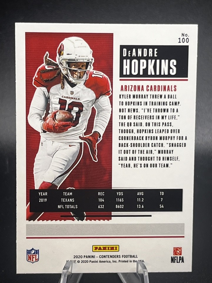 2020 Panini Contenders DeAndre Hopkins Arizona Cardinals #100 Base Card ...
