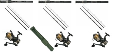 Carp Fishing Rod 12ft 3 Piece 2.75 lb tc x 3 BTR Reel x 3, 3+3 Holdall ...