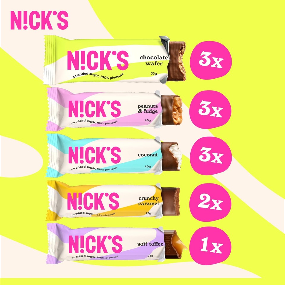 NICKS Chocolate bar Favourite Mix Variety Box, Keto Snack Bars No Added ...