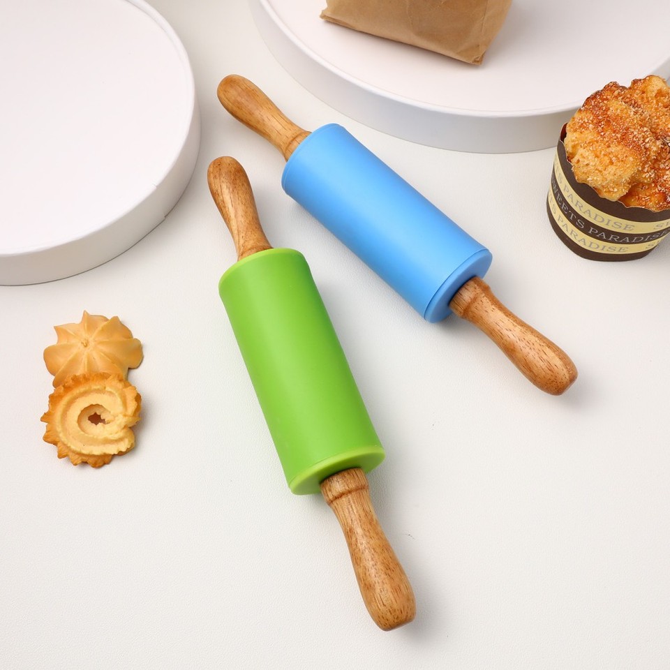 2 Pcs Silicone Roller Childs Rolling Pin Miniature Pastry Non-stick ...