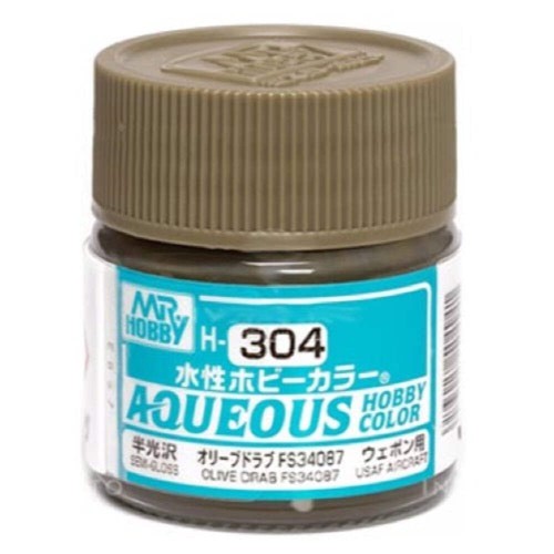 Mr Hobby (Gunze) H304 Aqueous Semi-Gloss Olive Drab FS 34087 Acrylic ...