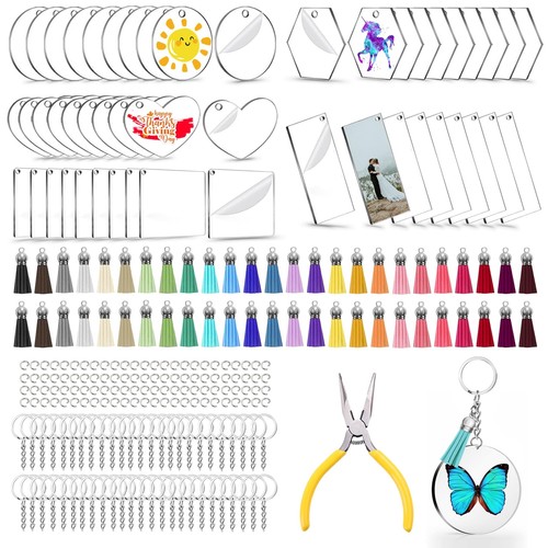 251pcs Blank Keychains For Vinyl Acrylic Blanks Bulk With 5 Shapes ...