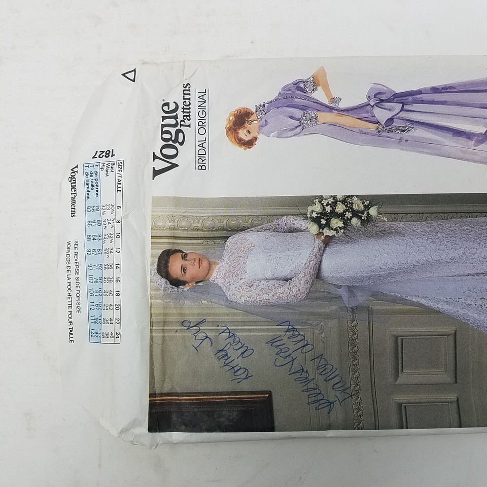 Vogue Bridal Original Sewing Pattern Modest Lace Wedding Dress 1827 10 ...