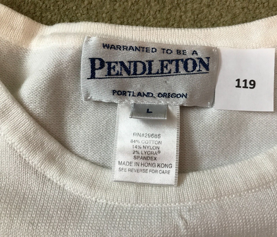 Pendleton Pullover Short Sleeve Top Knit Cotton/Nylon/Lycra White Womens L | eBay