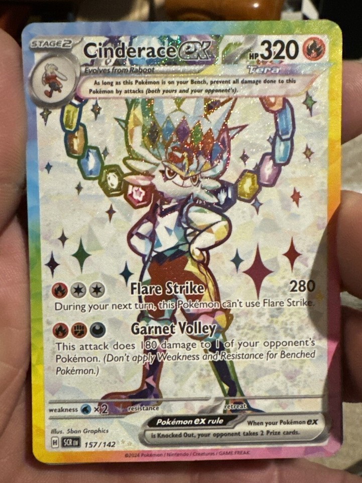 Cinderace ex Tera 157/142 Ultra Double Rare Pokemon Stellar Crown NM | eBay
