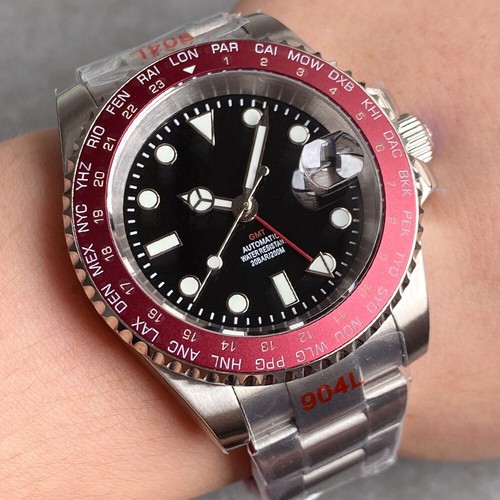 Tandorio GMT Men Watch Cyclops Date Rotating Dual Bezel Sapphire Oyster ...