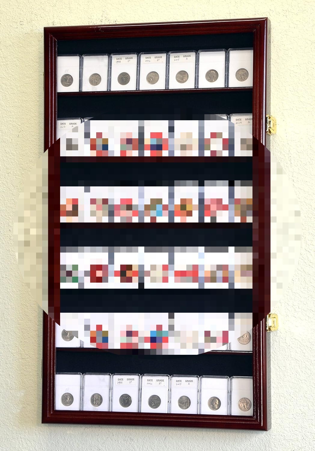 Coin Slab Display Case NGC PCGS ICG CAC Cherry Cabinet Wood Collector ...