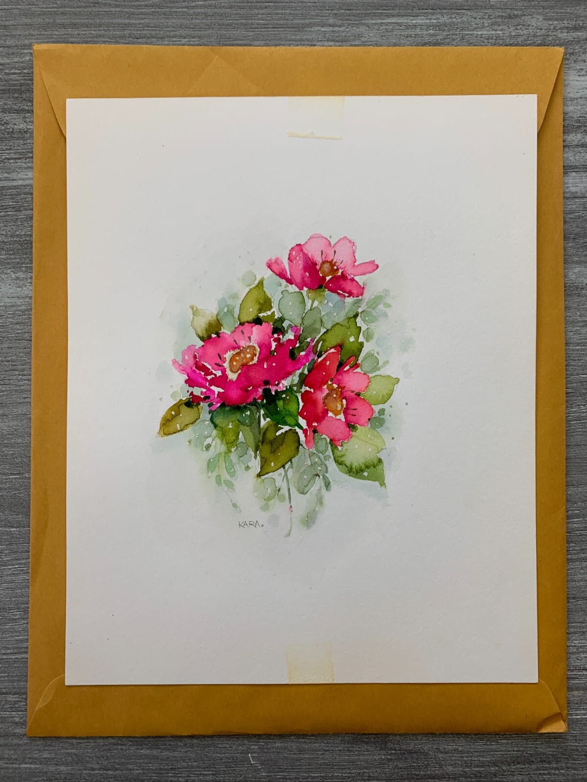 WELCOME BACK Watercolor Pink Flowers 7.5x9.5" Greeting Card Art M94023 ...