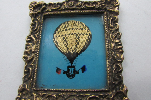 Signed Miniature Artisan Painting Air Balloon Reversed Glass David ...