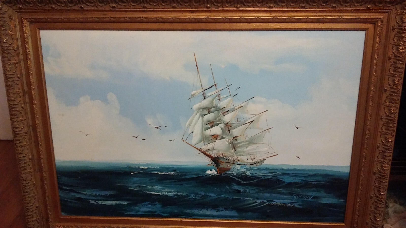 Vintage Oil Painting, Artist Hewitt Jackson, Clippers, Nautical, Ships ...