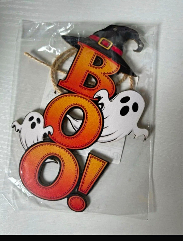 Halloween BOO Ghost Hanging Paper Sign Decoration for Children | eBay UK