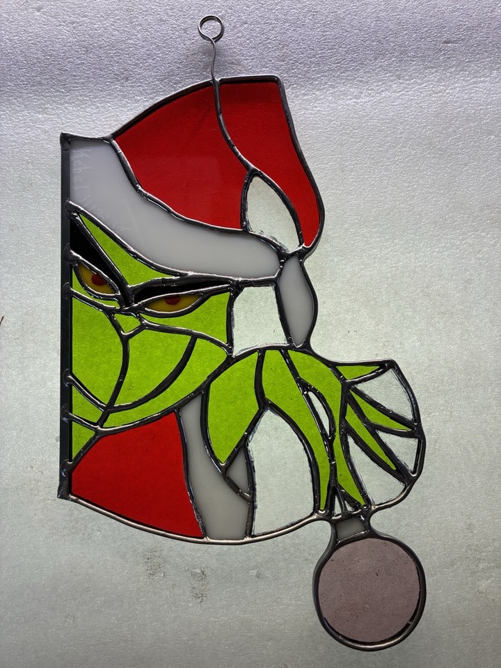 Stained Glass Grinch with Hand (Real Glass) | eBay