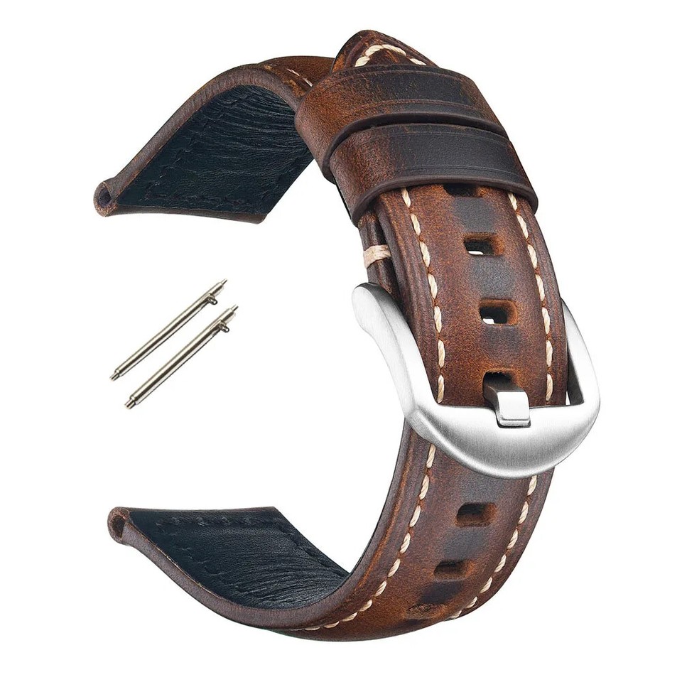 Retro Watch Strap 18mm 20mm 22mm 24 26mm Genuine Cow Leather Watch Band ...