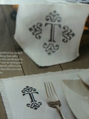Personalizedd Table Setting Monogram A-Z OOP Magazine Cross Stitch ...