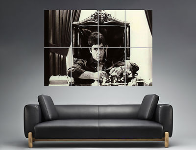 TONY MONTANA SCARFACE ON THE THRONE Wall Poster Grand format A0 Print ...