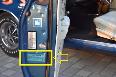1968-1976 GM Door Jamb Tag w/ Clear Coat Cover | Original Repro ID ...