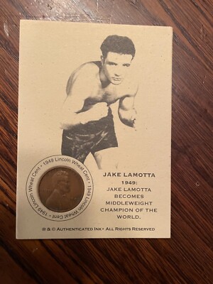 AUTHENTICATED INK JAKE LAMOTTA BOXING CARD 1949 UNCIRCULATED WHEAT ...