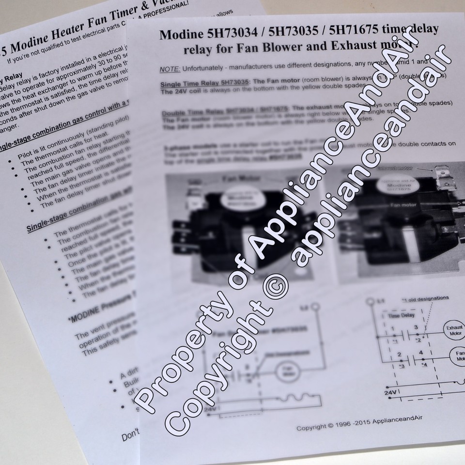 5H73035 Modine Gas Heater Fan Delay Timer Relay PD/PDP/PAE/PA - ships ...