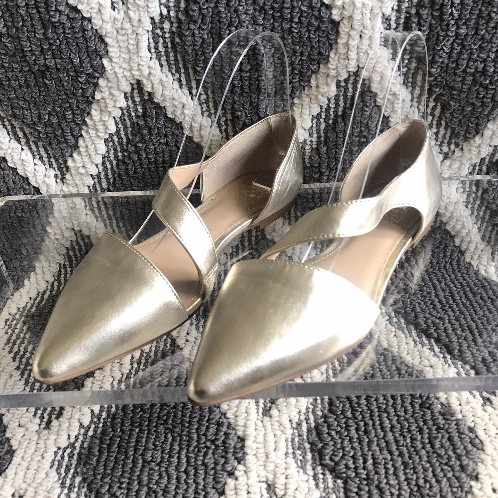 Vince Camuto Gold Jaylinn Pointed Toe Flats Womens Si… - Gem