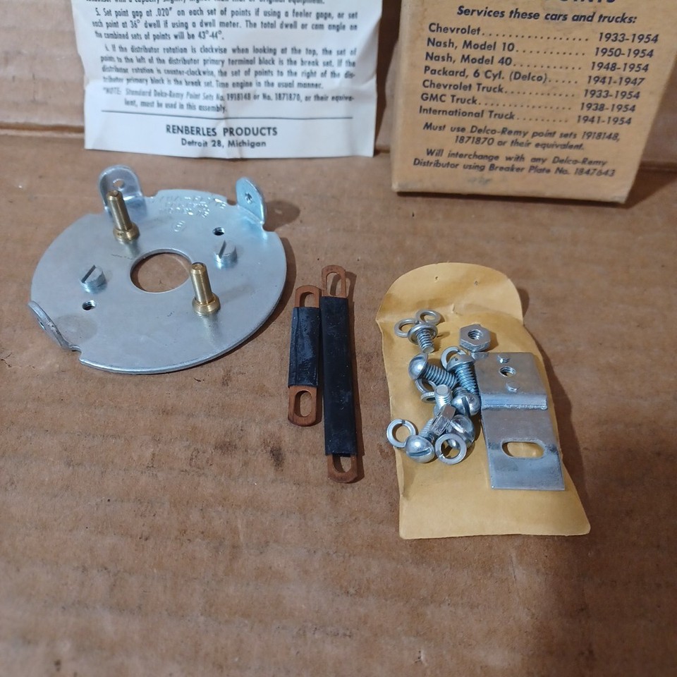 Dual Point Distributor Plate 1941-1947 Packard 1941-47 Chevrolet IHC ...