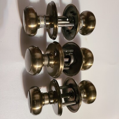 Three (3) Pair Vintage Antique Brass Plated 2" Round Door Knobs | eBay