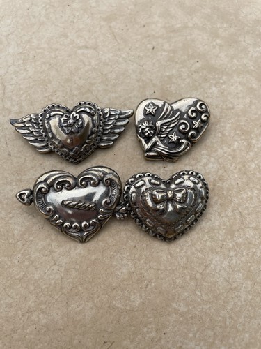 Vintage Brighton Heart Pins Lot (4) - 1996 - Angel, Winged, Scroll ...