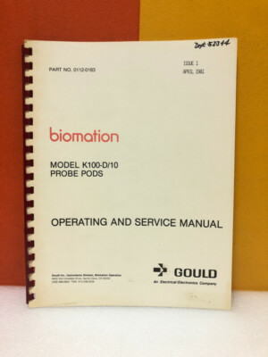 Biomation 0112-0183 Model K100-D/10 Probe Pods Operating & Service ...