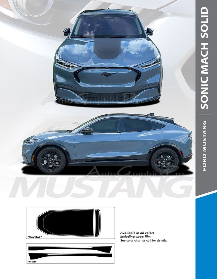 2021-2025 Ford Mustang Mach-E Racing Stripes Hood Side Door Decals ...