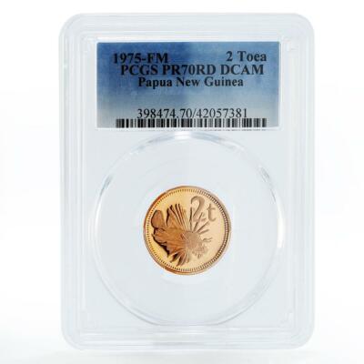 Papua New Guinea 2 toea Lion Fish PR70 PCGS proof bronze coin 1975 | eBay