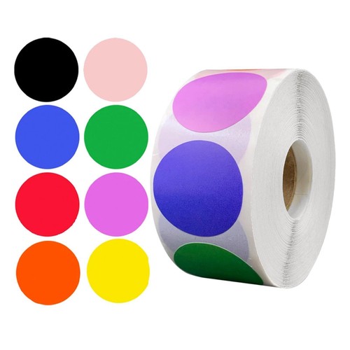 MagiDeal 25mm Round Multi Color coded Inventory Dots Roll of 500 Labels ...