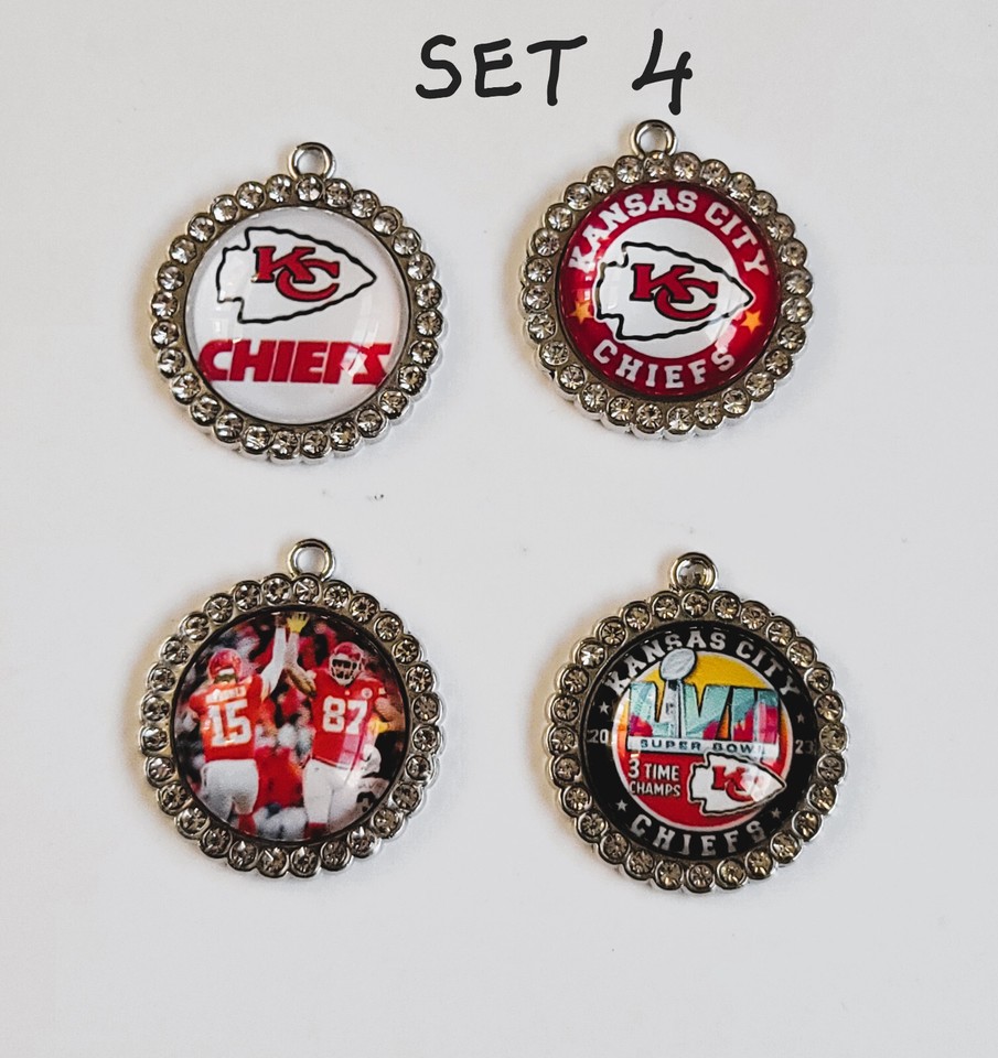 Sale set 4pcs exclusive charm of NFL Champion team KC Chiefs, CZ stones ...