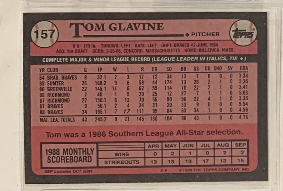 Late 80s Baseball Card Lot (Smoltz, Glavine, Avery, Gant, Biggio, And ...