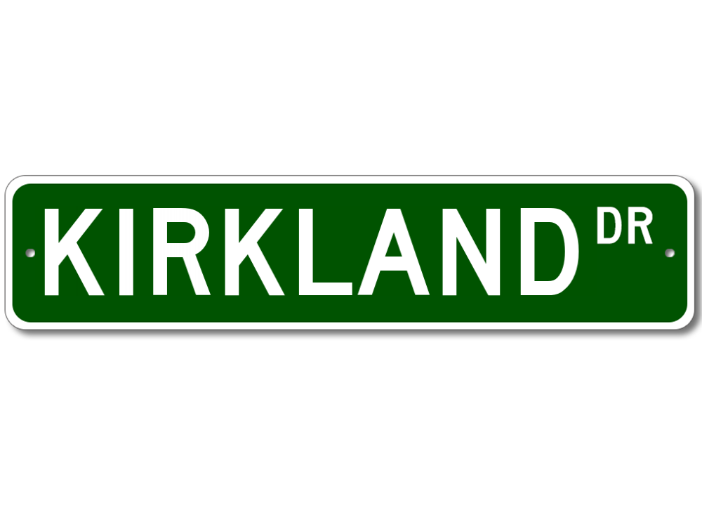 KIRKLAND Drive Custom Street Sign Personalized Last Name Aluminum Metal ...