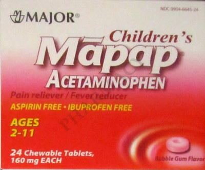 Mapap Kids Acetaminophen 160mg Bubblegum Chewable 24ct __ 309046645245 ...