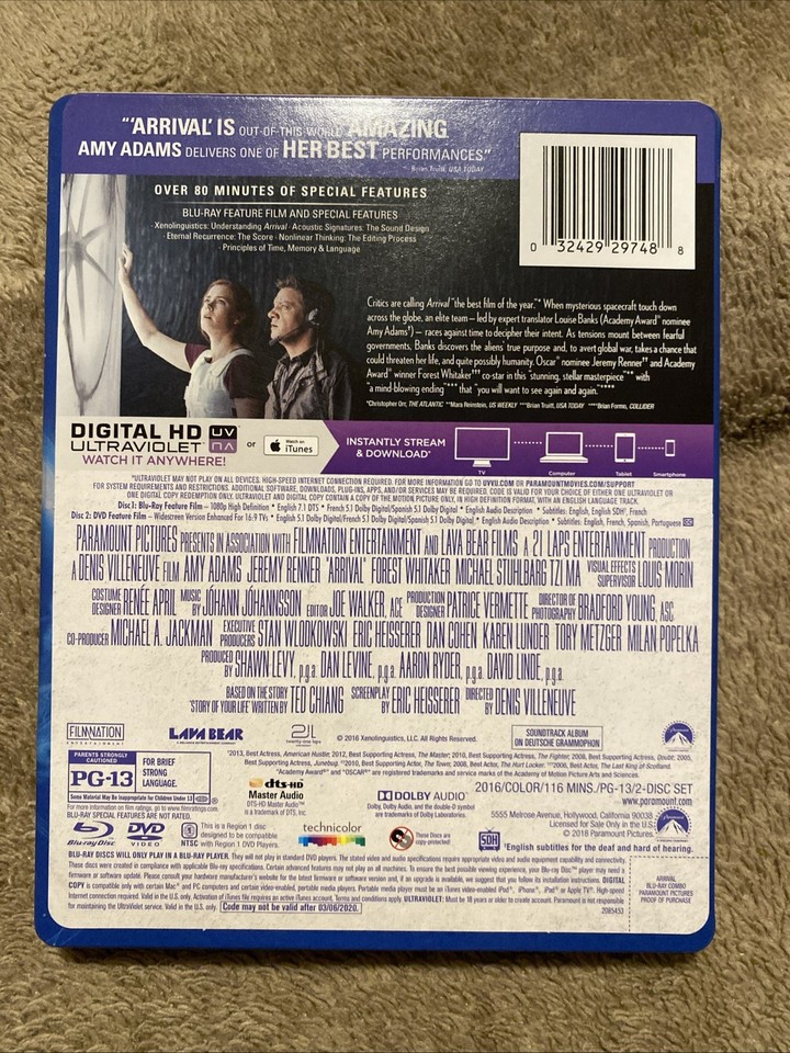 Arrival (Blu-ray Disc, 2018, 2-Disc Set, SteelBook) No Code, Discs ...