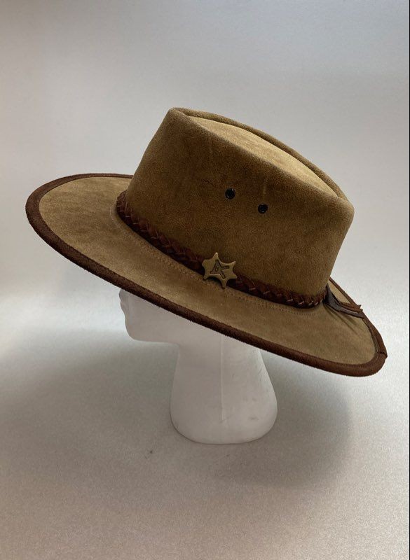Bc Hats Brown Leather Australian Outback Bush Hat Sz L | eBay