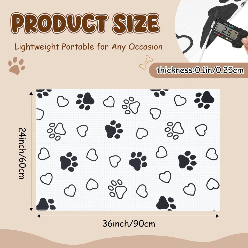 Non Slip Dog Grooming Mat 24x36 Inch Table Vet Pad Paw Print Waterproof ...