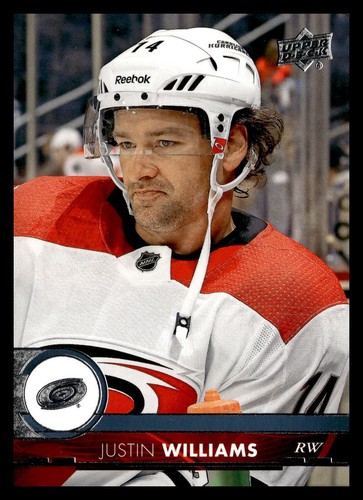 2017-18 Upper Deck #282 Justin Williams Carolina Hurricanes Hockey Card ...